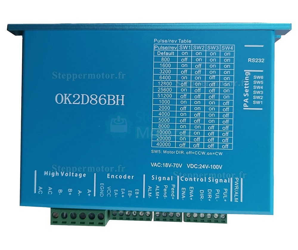 Driver moteur pas a pas boucle fermée OK2D86BH pour moteur Nema 34 (0-8 ...